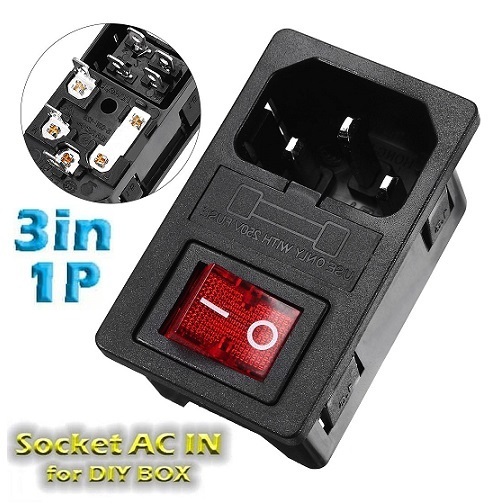 Jual Soket AC 3in1 Kotak Lampu + Fuse Holder Power Outlet Socket Switch | Shopee Indonesia