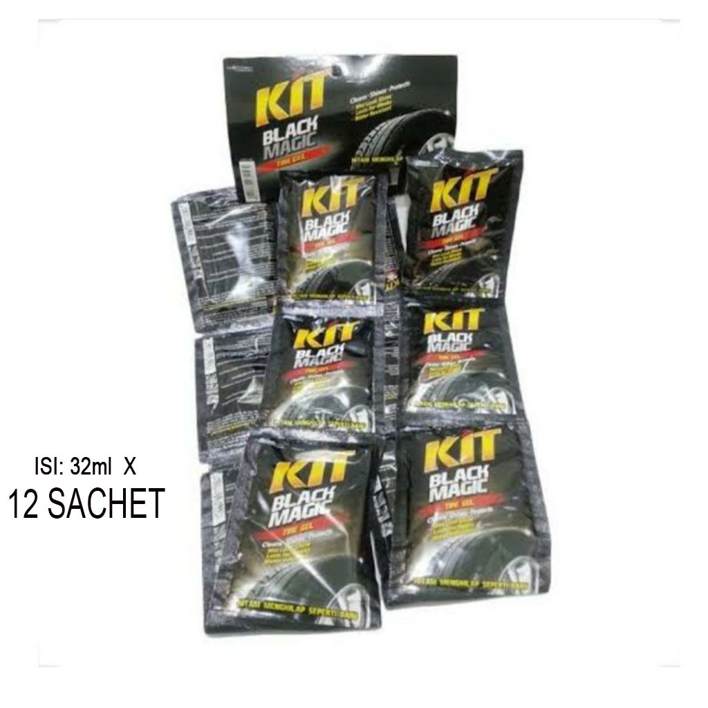 Jual Kit Black Magic Sachet Semir Ban Motor Mobil Isi 32ml x 12 pcs ...