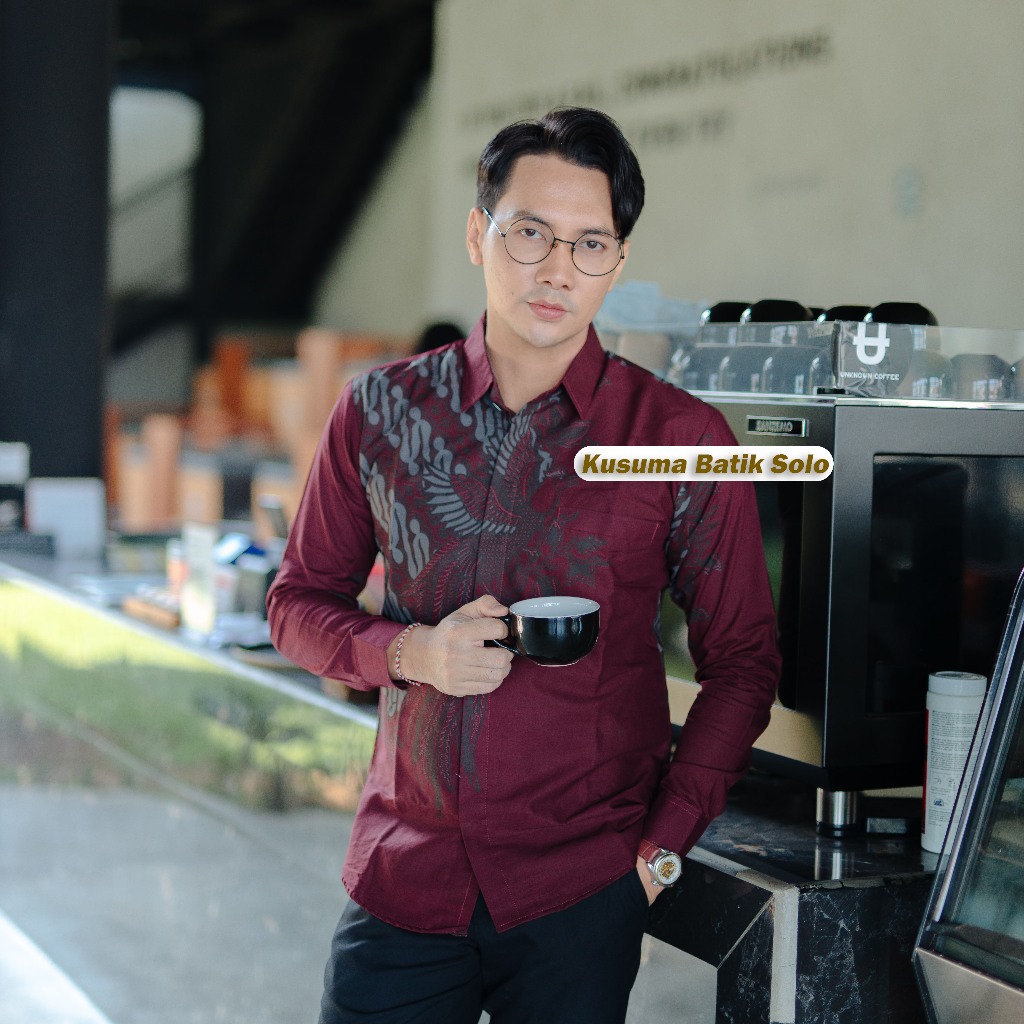 Jual KUSUMA BATIK SOLO MERAK BURGUNDY Bahan Katun Sanforis Lapis ...