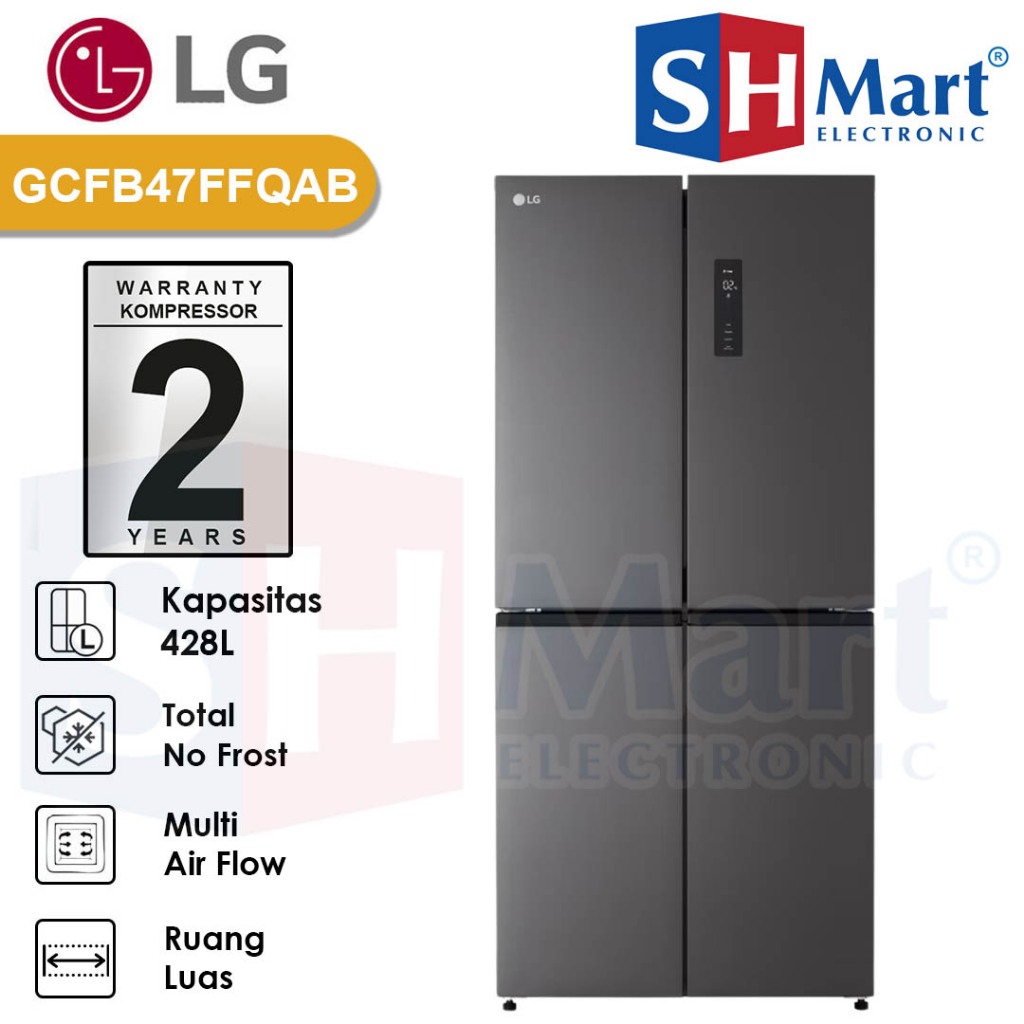 Jual KULKAS 4 PINTU LG 470 LITER GCFB47FFQAB SMART INVERTER KOMPRESSOR ...