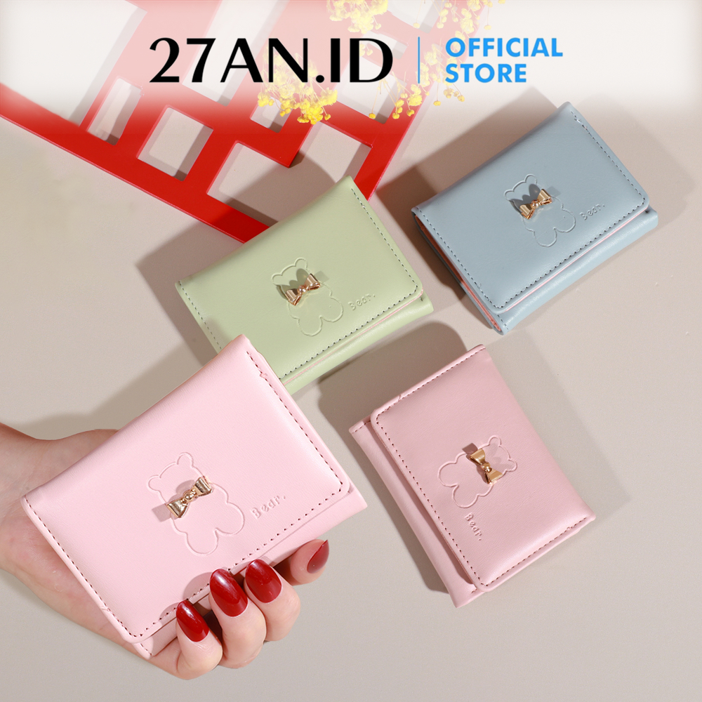 Jual ( 27AN.ID ) Dompet Wanita 887 Cute Bear Korean Style Plated Dompet Lipat Wanita Motif ...
