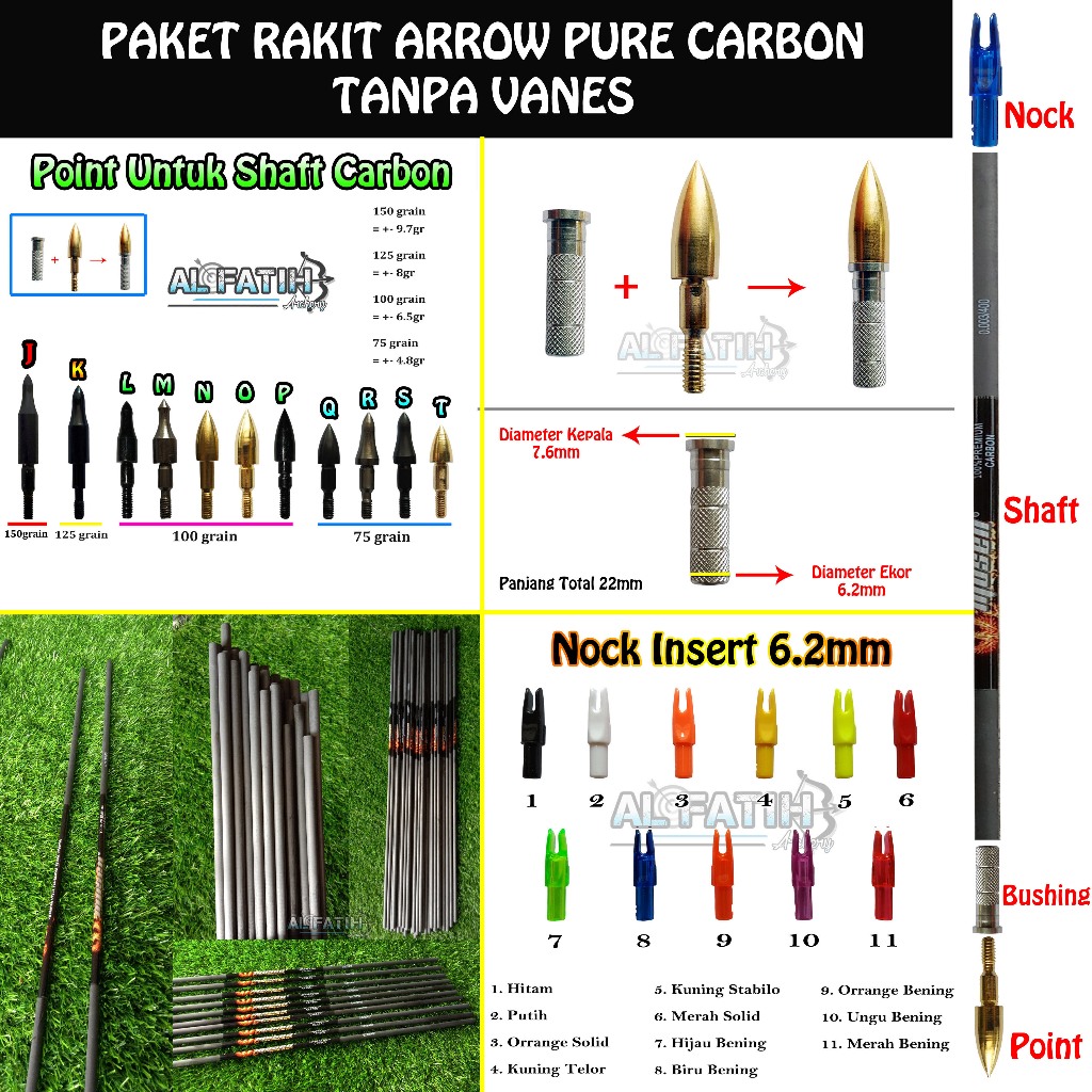 Jual Paket Arrow Pure Carbon Musen Siap Rakit Tanpa Vanes - Untuk 6pc ...