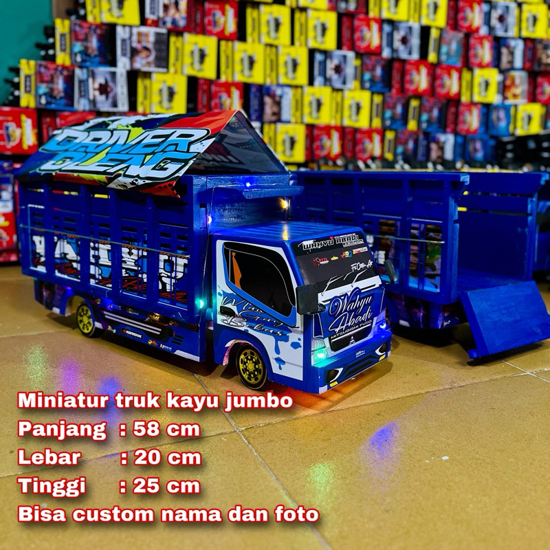 Jual mainan truk oleng, miniatur truk oleng, miniatur truk kayu, ukuran jumbo ful lampu dan ...