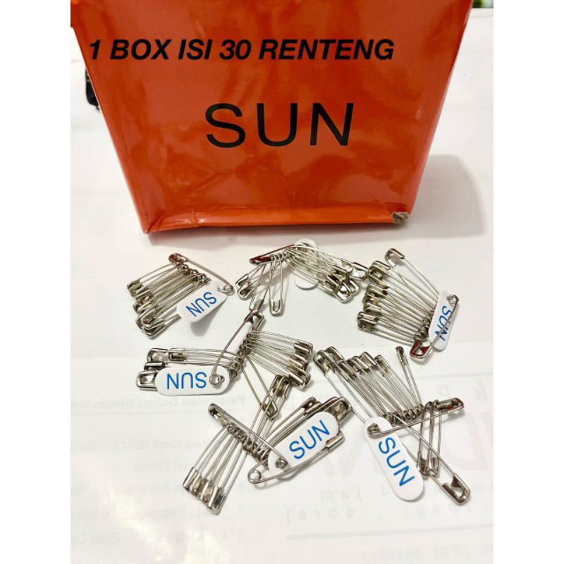 Jual 1 BOX isi 30 renteng Peniti SUN Warna Silver / Safety Pins ...
