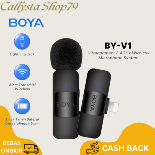 Jual Boya BY-V1,BY V1 Microphone Wireless Vlog Podcast Studio for ...