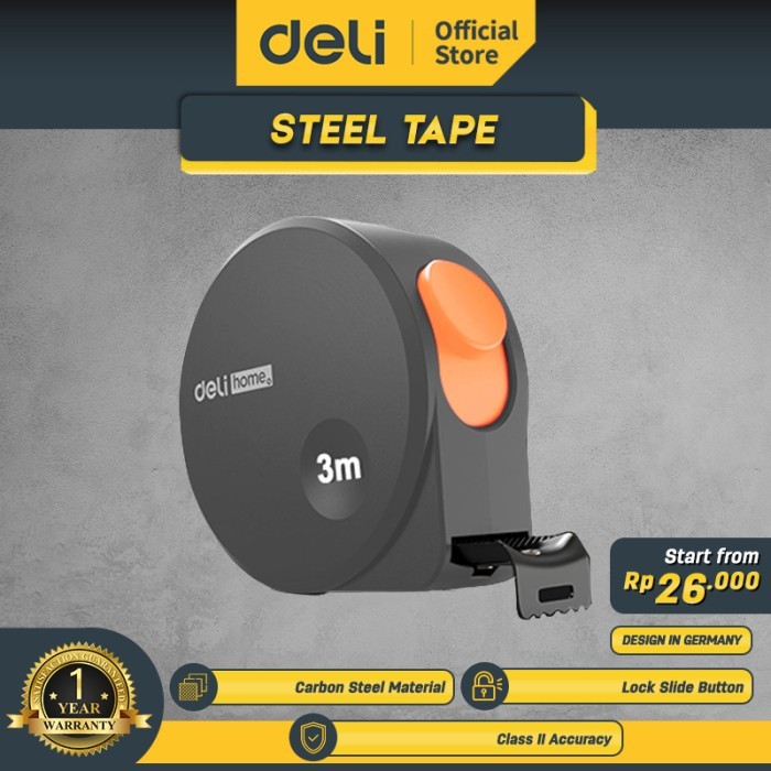 Jual Deli Tools Meteran Tukang Besi / Measuring Tape 3 5 Meter HT8X1XC ...