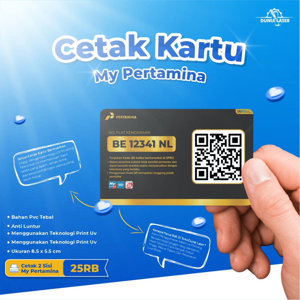 Jual Cetak Kartu My Pertamina Custom Bahan PVC Print UV Awet Anti Air dan Tidak Luntur Kualitas ...