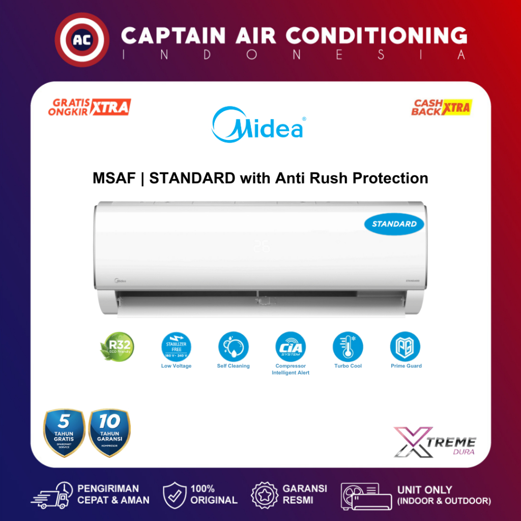 Jual MIDEA AC Split MSAF-05CRN / MSAF05CRN 1/2 PK Standard | Shopee ...