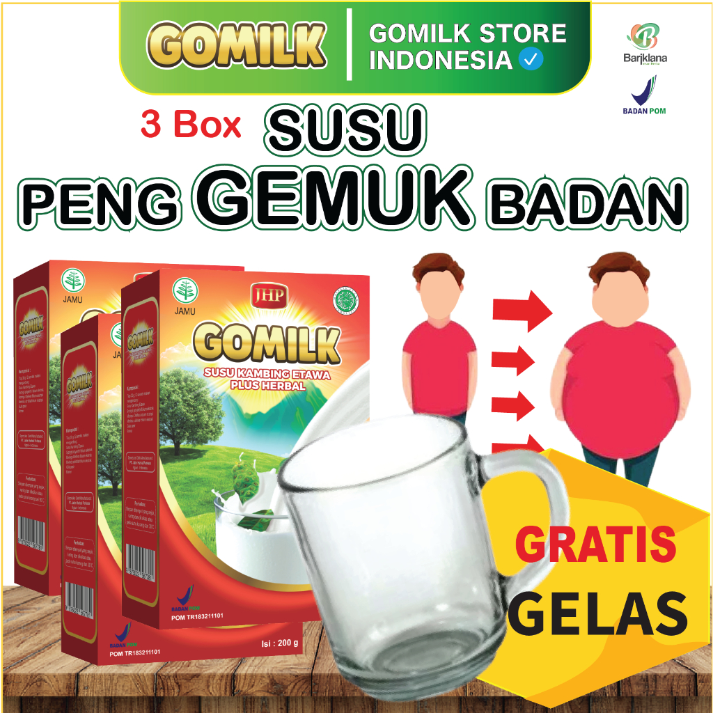 Jual [ 3 BOX GRATIS GELAS KACA ] GOMILK Susu Kambing Etawa Plus Herbal ...