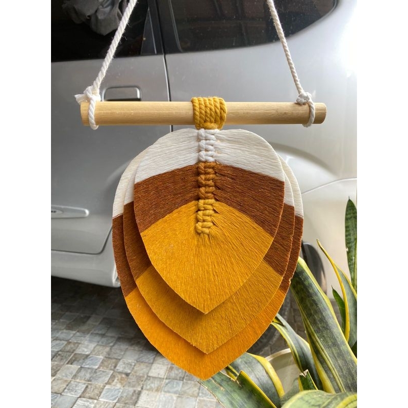Jual Hiasan Dinding Macrame Leaf Estetik | 3 daun | Shopee Indonesia