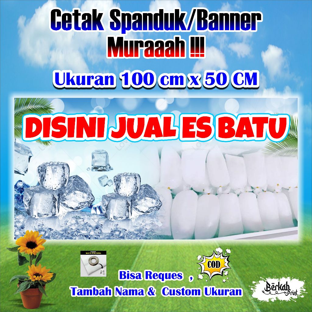 Jual Spanduk Banner Jual Es Batu Ukuran 100 cm x 50 cm | Shopee Indonesia