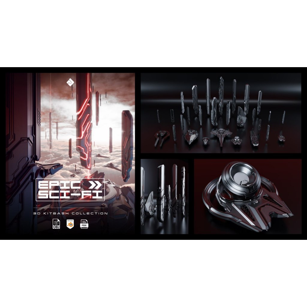 Jual Epic Sci-Fi - 3D Kitbash Pack Kitbash 3D Blender 3D Model Asset Library Blender 3D | Shopee ...