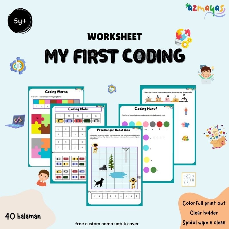 Jual Worksheet My First Coding FREE Custom nama Cover | Shopee Indonesia