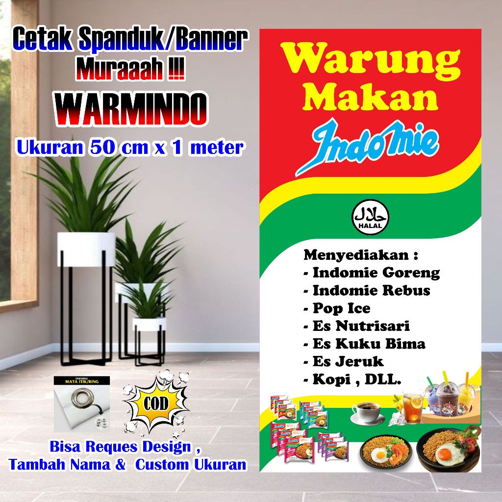 Jual Spanduk Banner Warmindo Ukuran 50 cm x 100 cm | Shopee Indonesia