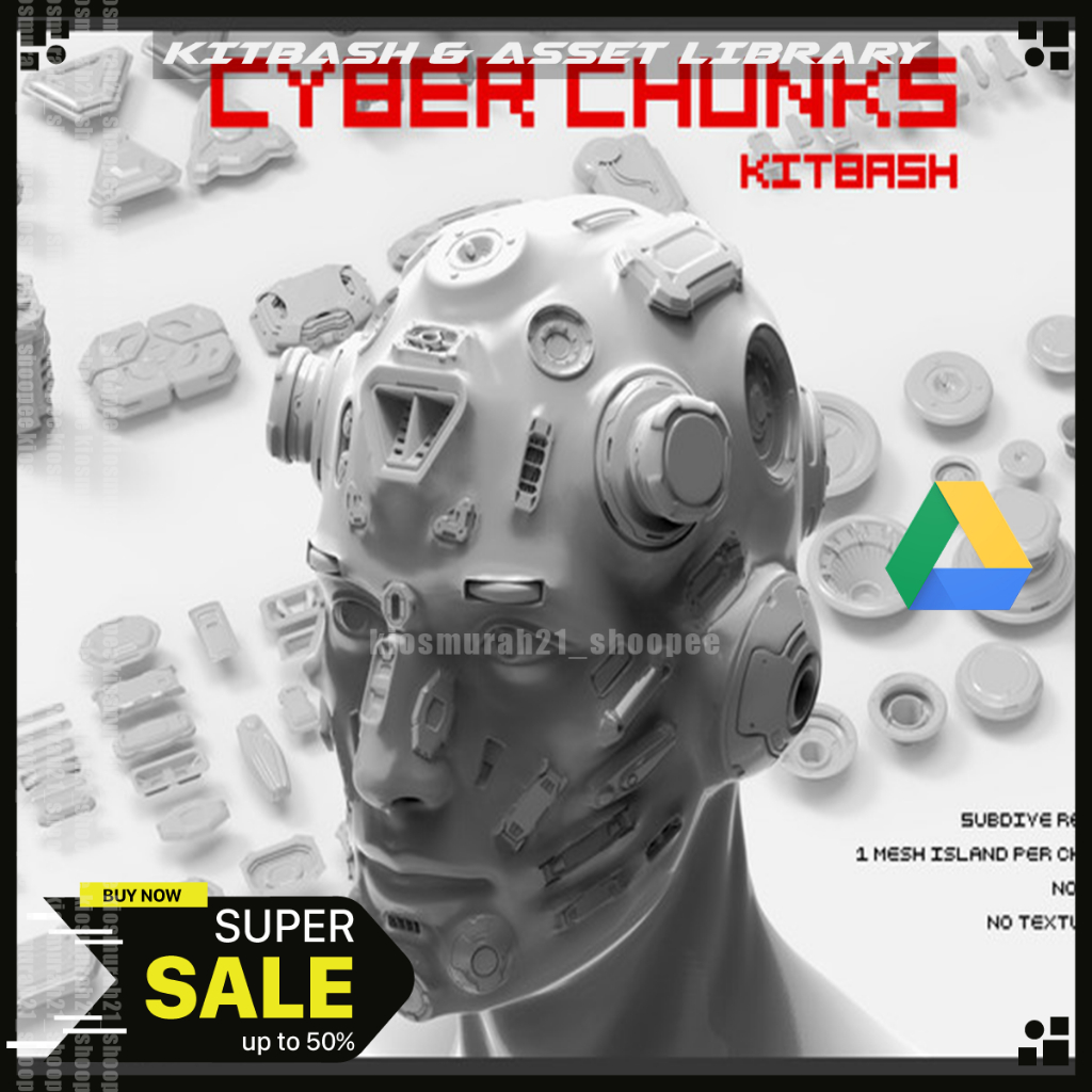 Jual Cyber Chunks Kitbash Bundle Kitbash 3D Model Asset Library ...