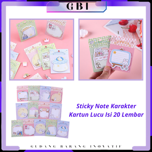 Jual GBI Sticky Note Karakter Kartun Lucu Isi 20 Lembar Tempelan Kertas ...