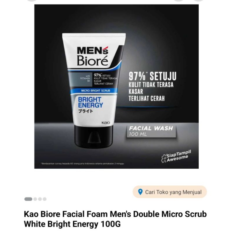 Jual BIORE MEN FACIAL FOAM 100ML | Shopee Indonesia