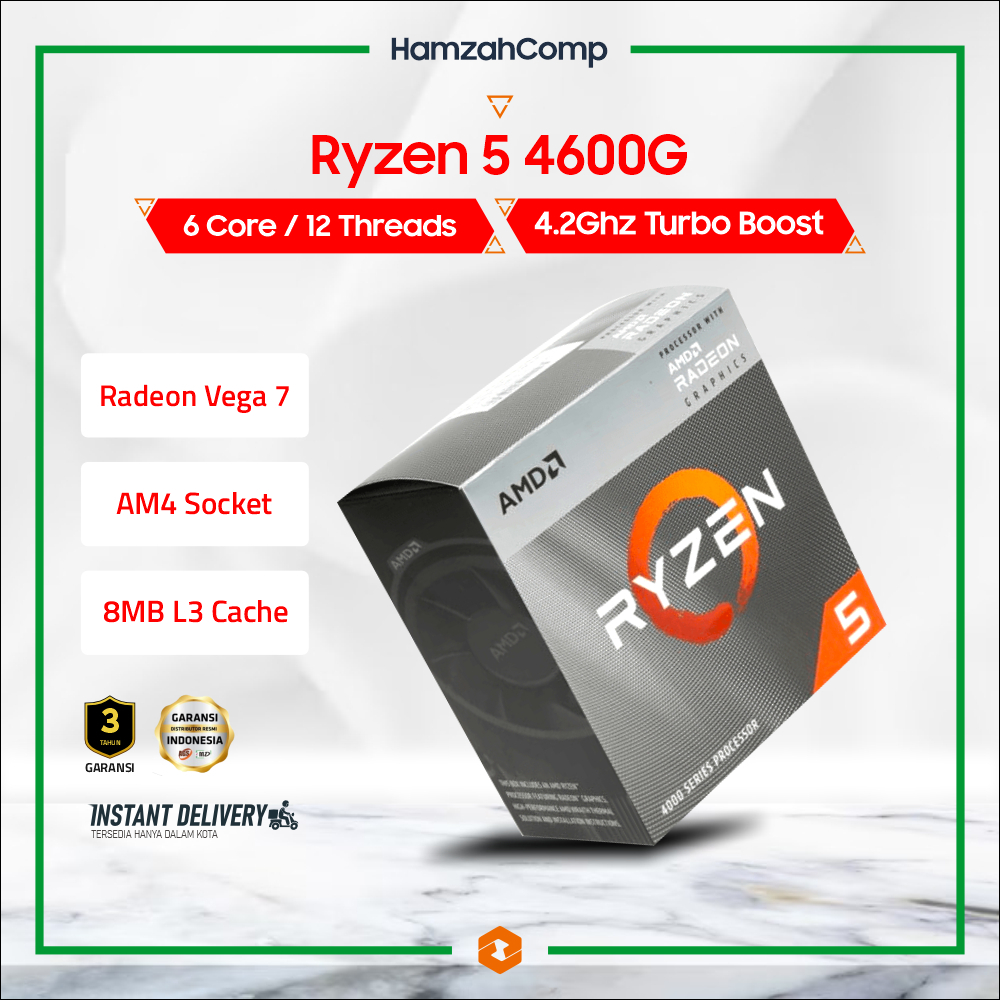 Jual AMD Ryzen 5 4600G 3.7Ghz Up to 4.2Ghz 8MB Cache Box With Wraith Stealth Cooler | Shopee ...