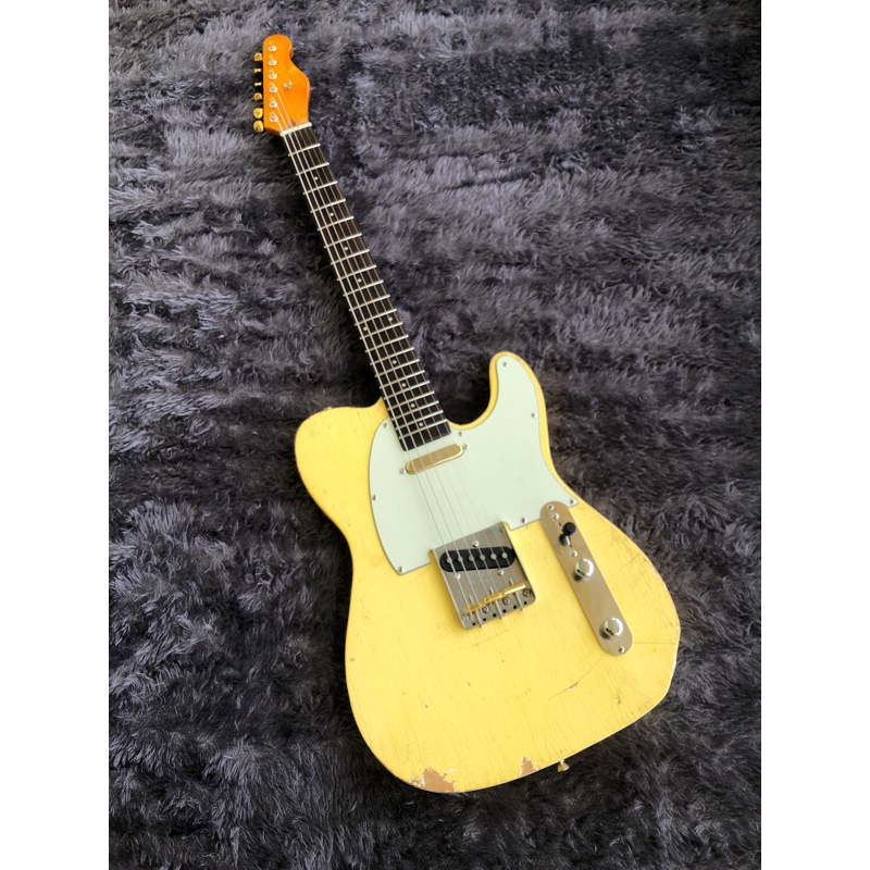 Jual Guitar Electric Telecaster Yellow Custom Heavy Relic (John ...