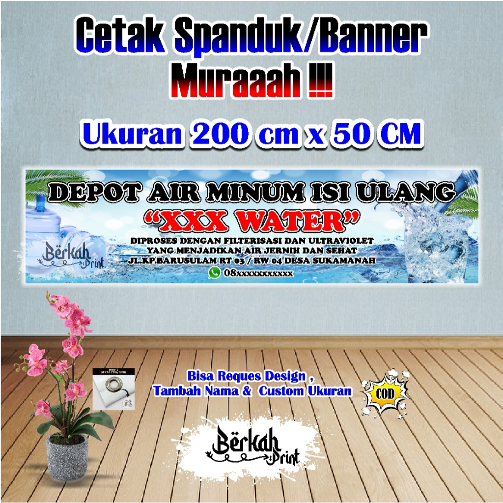 Jual Spanduk Banner Depot Air Minum Ukuran 200 cm x 50 cm | Shopee Indonesia