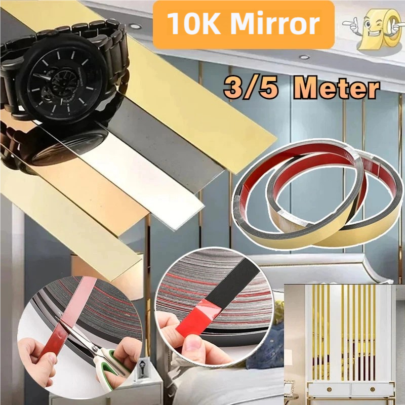 Jual 5M/12M List Plat Mirror Glod /Sticker Pembatas Nat Keramik/8K List ...