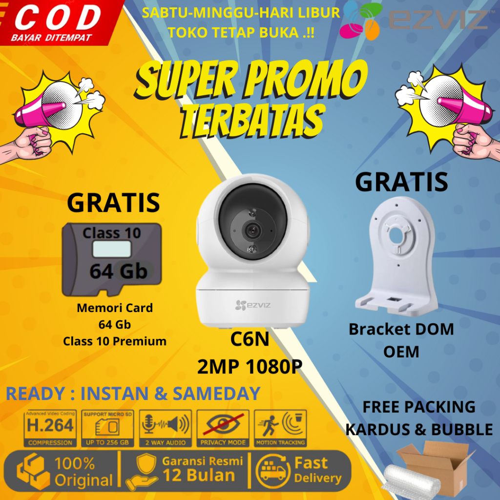 Jual Ezviz C6N 2MP Smart CCTV Indoor Wifi Wireless Pan Tilt IP Camera ...