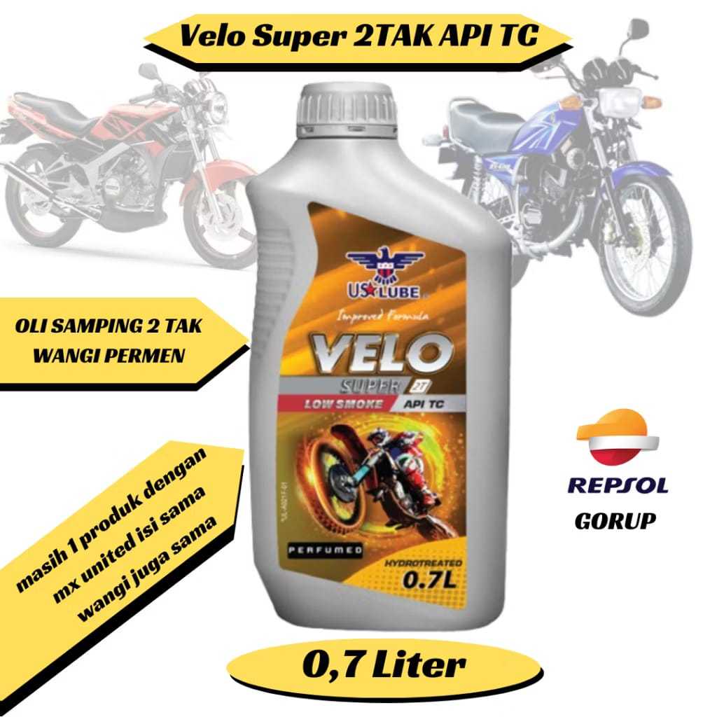 Jual Oli samping 2 tak VELO wangi permen MX united 2T 0,7L api Tc perfume Low smoke Repsol Group ...