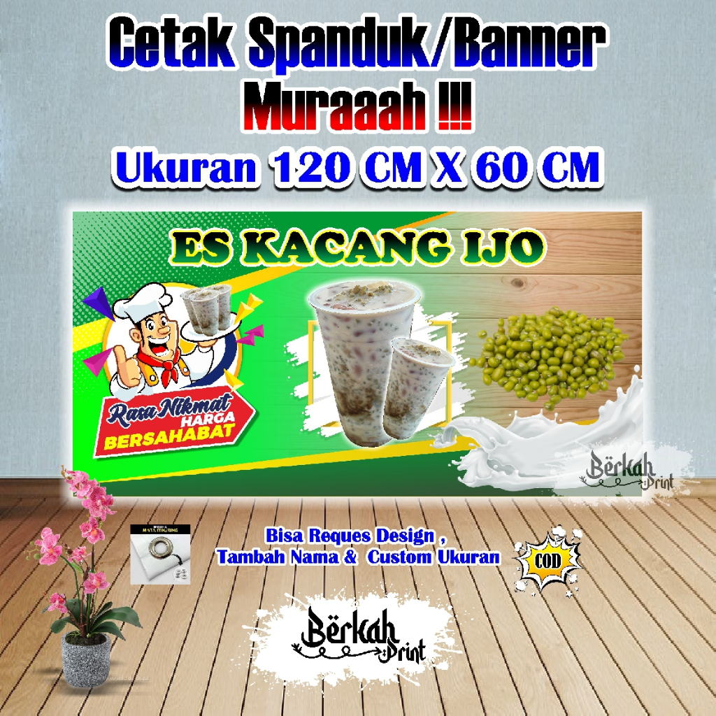 Jual Sanduk Banner Es Kacang Ijo Ukuran 120 cm x 60 cm | Shopee Indonesia