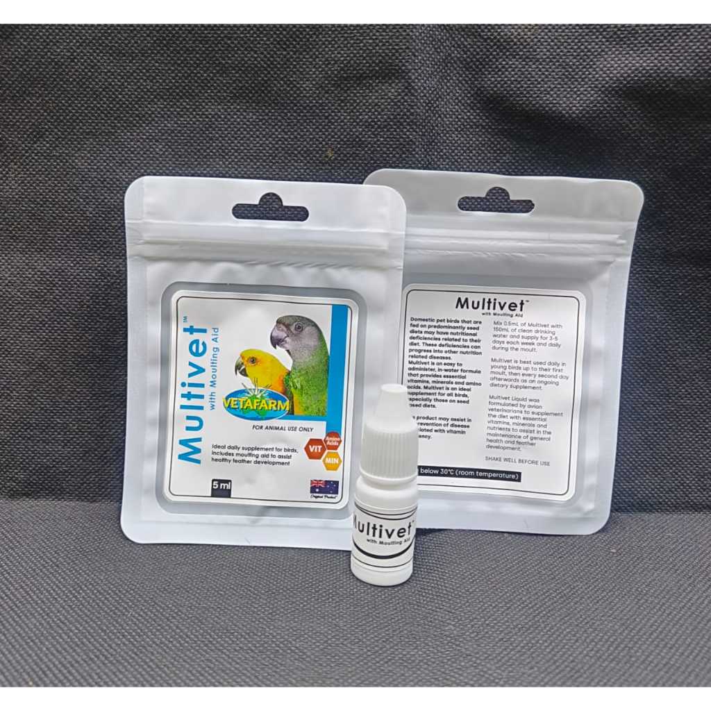 Jual VETAFARM MULTIVET 5 ml SACHET MULTI VITAMIN BURUNG MABUNG RONTOK ...
