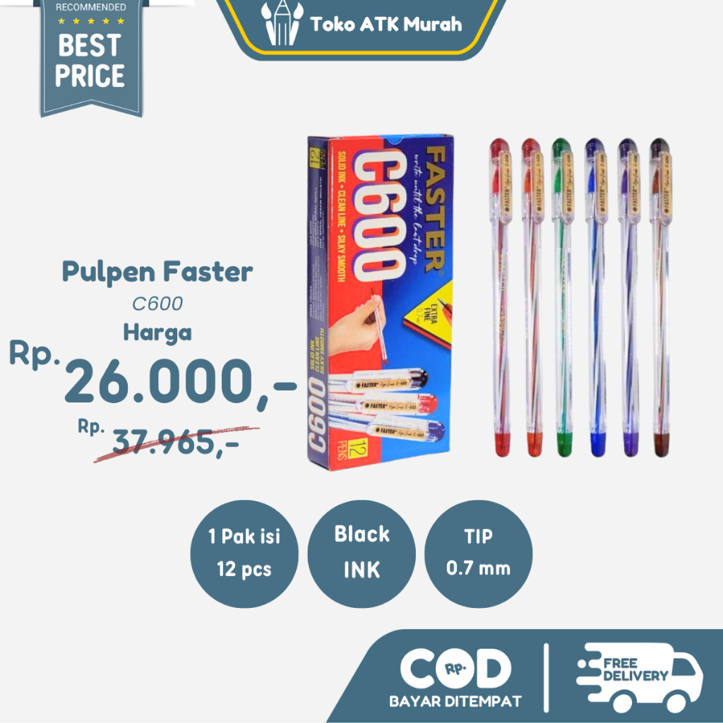 Jual Pulpen Faster C600 Extra Fine Tip - 1 Pack/ 12 pcs | Shopee Indonesia