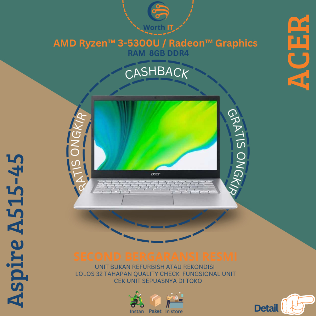 Jual Acer Aspire A515-45 AMD Ryzen™ 3-5300U / Radeon™ Graphics 2nd ...