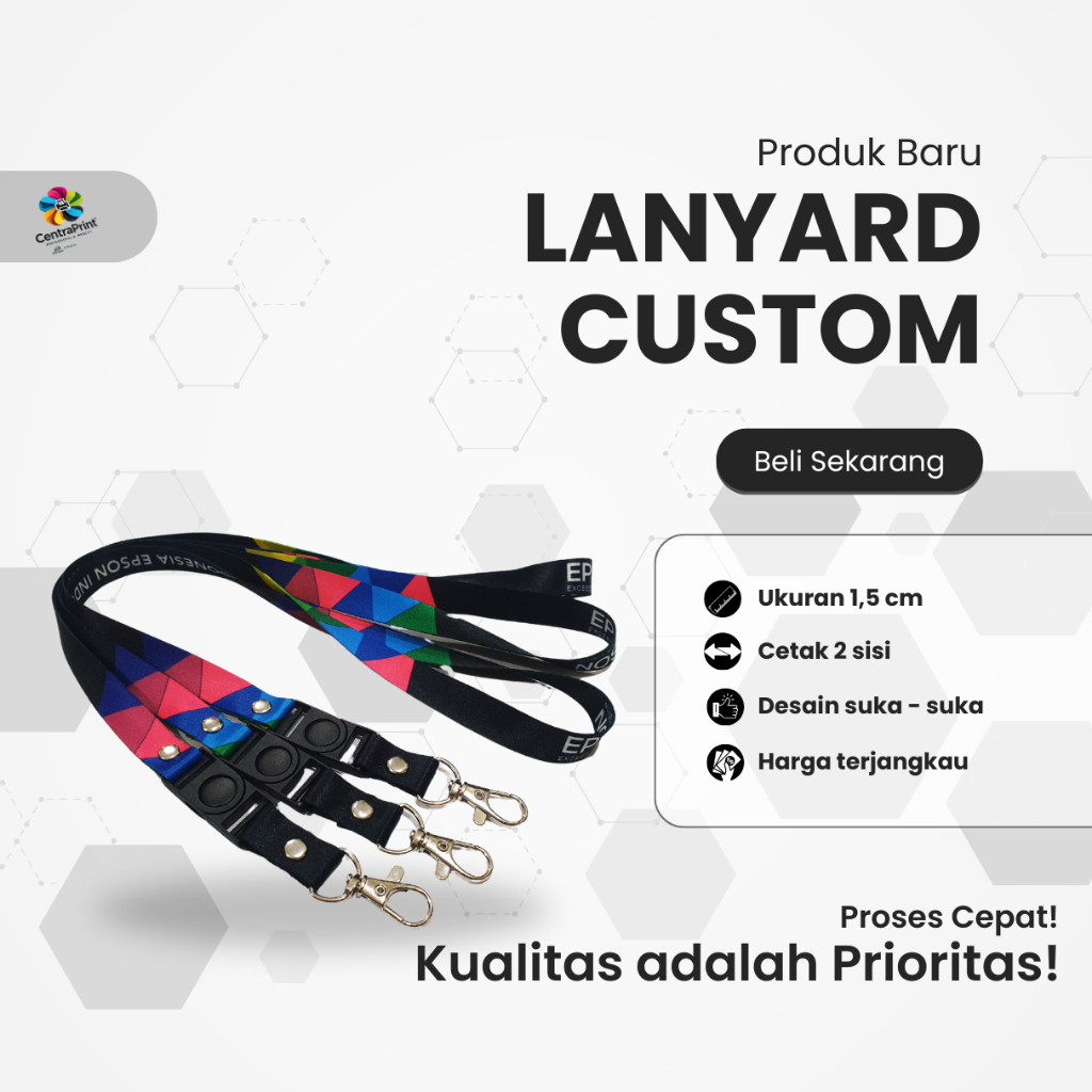 Jual Tali Name Tag Custom, Lebar 1,5cm Cetak Bolak Balik Kualitas ...
