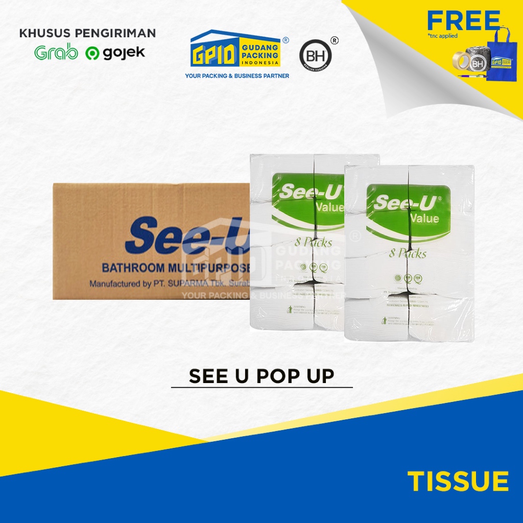 Jual (GOSEND/GRAB) See-U - Tissue Pop Up Value Bathroom Multipurpose ...