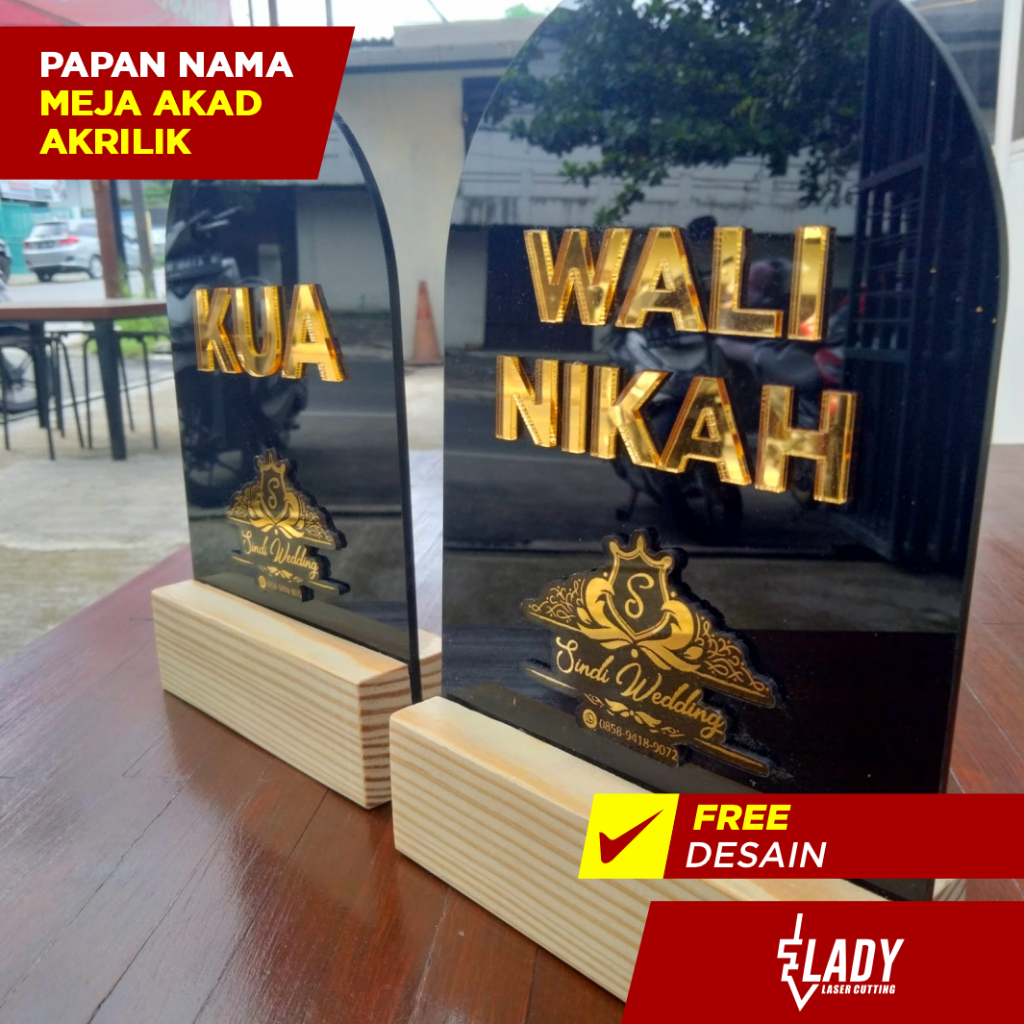 Jual Papan Nama Akrilik Meja Akad CPP CPW Wali KUA Saksi CPP Saksi CPW ...