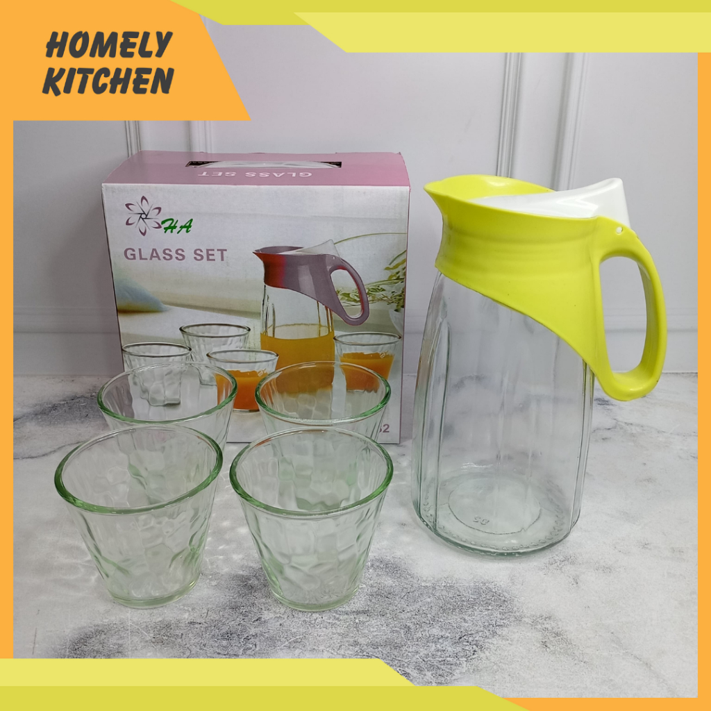 Jual HKC WATER JUG KACA SET TEKO AIR BAHAN KACA VOLUME 1400ML | Shopee ...