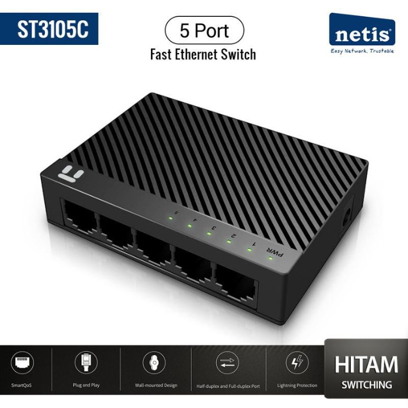 Jual Swith Hub 5 Port Netis ST3105C 5 Port RJ45 100M Fast Ethernet ...