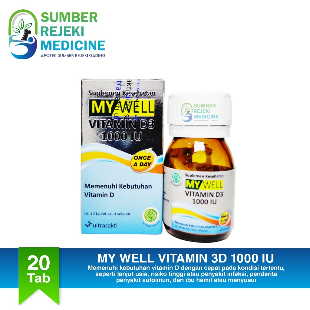 Jual My Well Vit D3 1000 IU 20 Tab - Suplemen Vitamin D 1000 IU ...