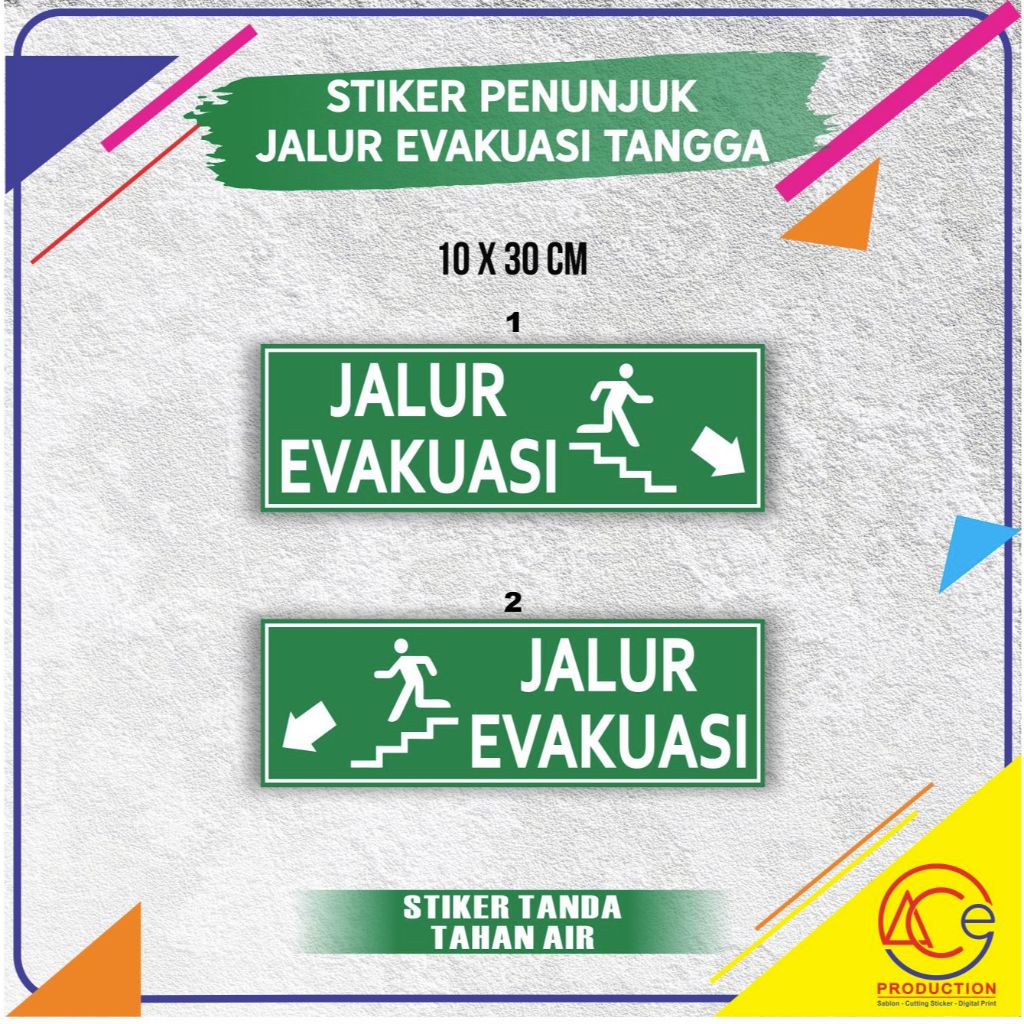Jual STIKER JALUR EVAKUASI TANGGA STICKER SIGN PENUNJUK JALUR EVAKUASI TANGGA | Shopee Indonesia