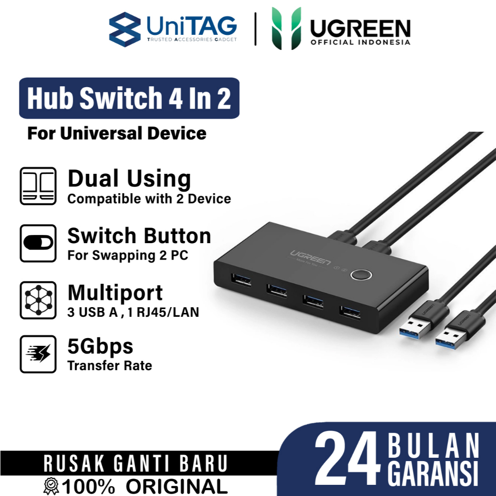 Jual UGREEN Adaptor USB HUB 4 Port Sharing Switch Box USB 2.0 / 3.0 for PC Laptop | Shopee Indonesia