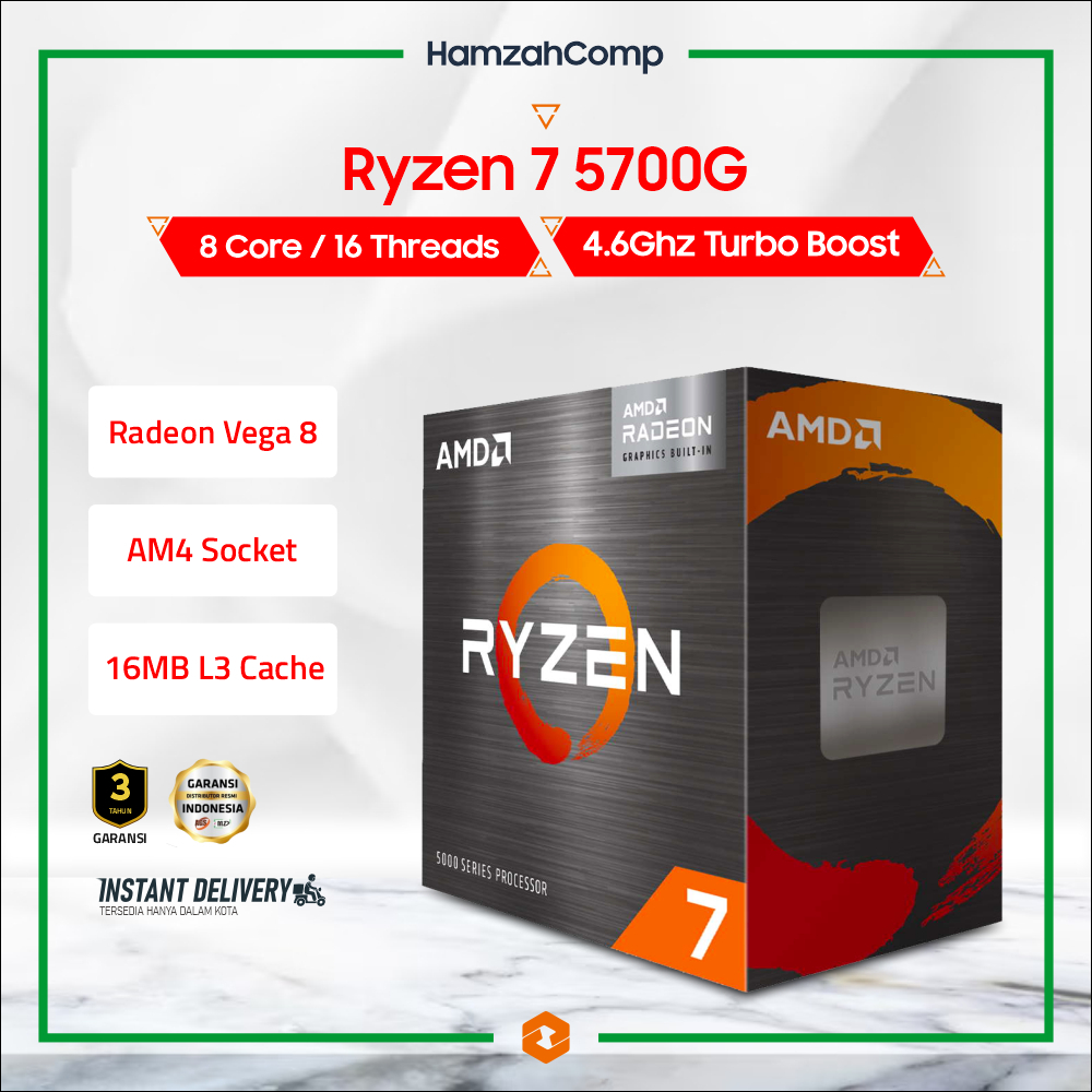 Jual AMD Ryzen 7 5700G 3.8Ghz Up to 4.6Ghz Radeon Vega 8 16MB Cache Box ...