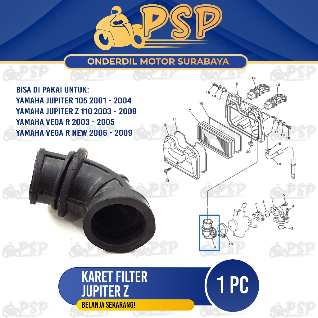 Jual Karet Filter Jupiter Z - Rubber Seat Saringan Udara Hawa CVT Join ...
