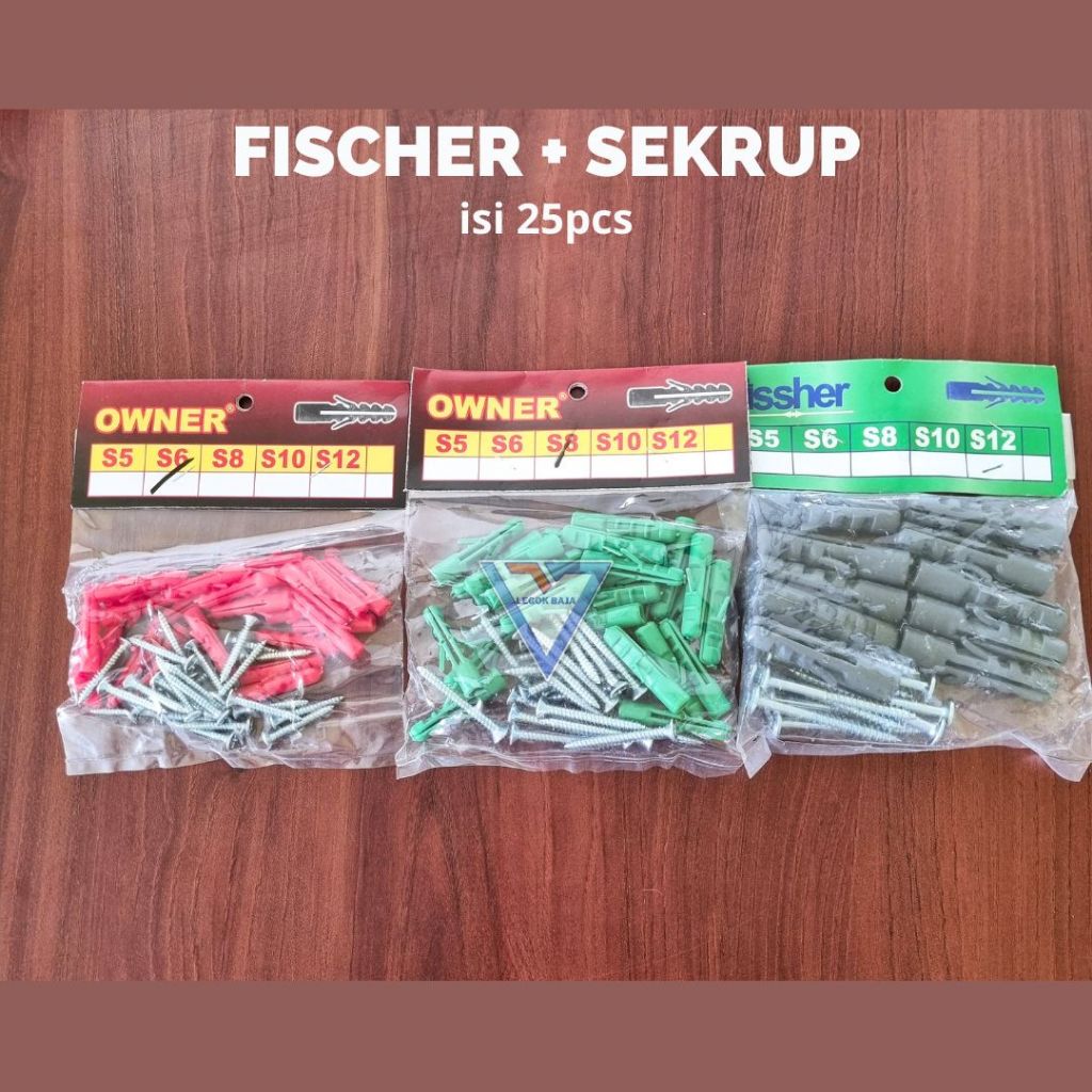 Jual Skrup Fisher +Sekrup Baut Tembok Siku Rak Ukuran Lengkap S6 S8 S10 S12 | Shopee Indonesia