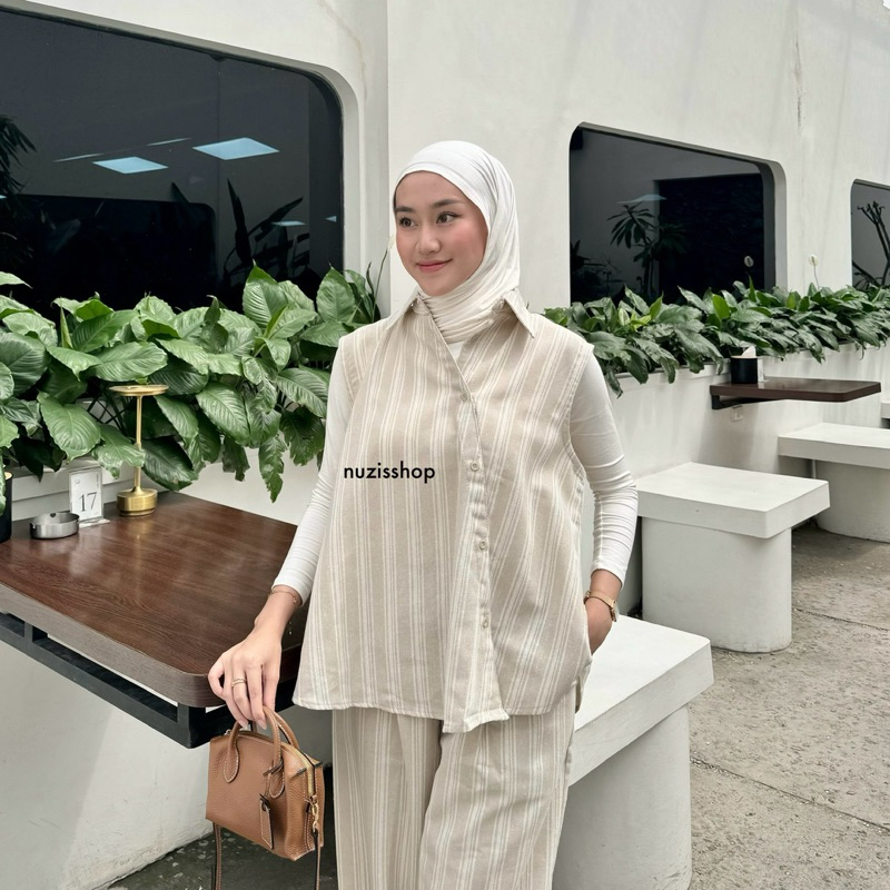 Jual (cek variasi) NUZI - Alice Vest Sleveless Top Oneset Stripe ...