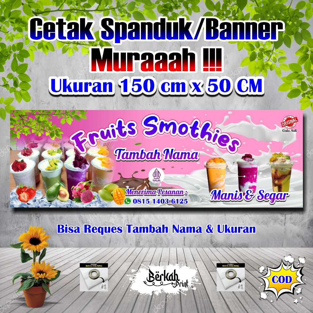 Jual Spanduk Banner Smoothies Ukuran 150 cm x 50 cm | Shopee Indonesia