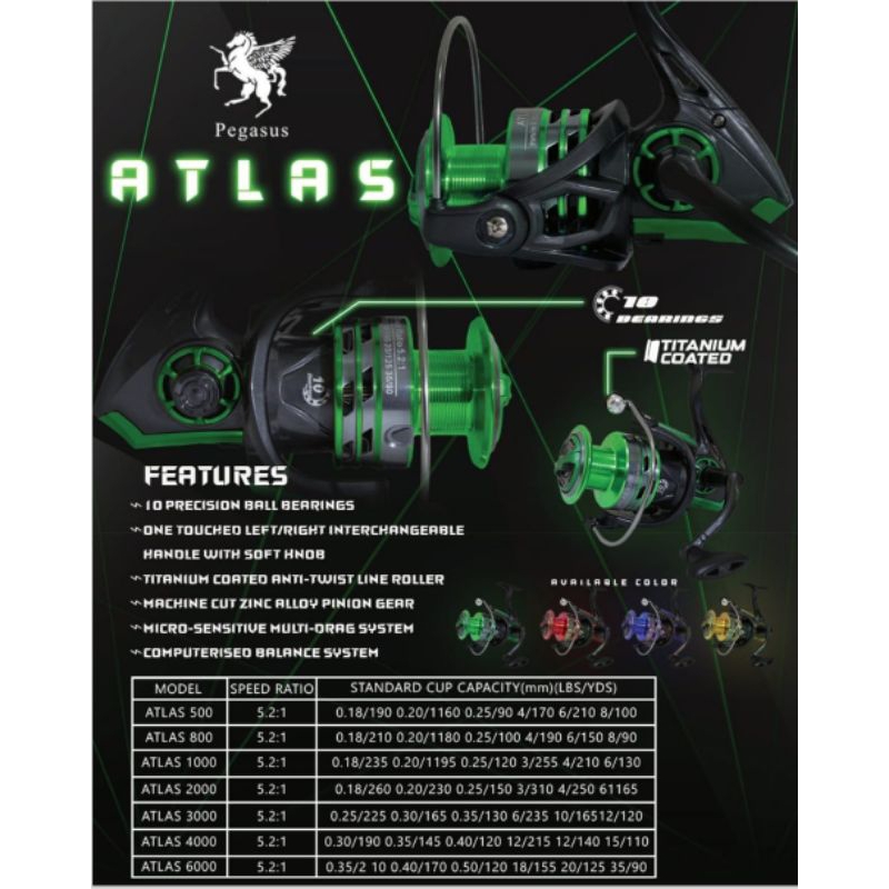 Jual REEL PEGASUS ATLAS 500 800 1000 2000 3000 4000 6000 | Shopee Indonesia