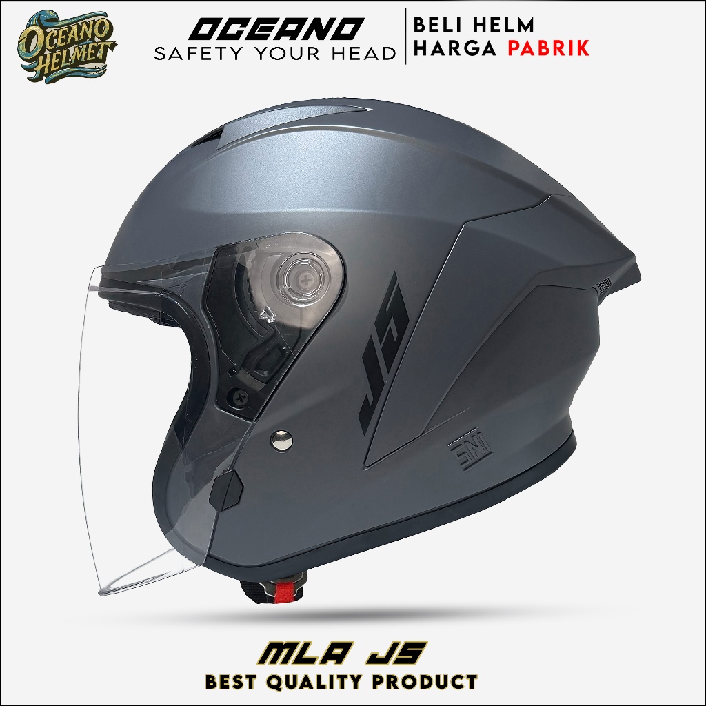 Jual Helm MLA J5 / Grey Doff Kaca Visor Bening / Helm Half Face Premium ...