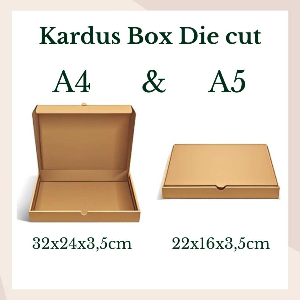 Jual Kardus Box Die Cut Ukuran A4 32x24x3,5cm & Ukuran A5 16x22x3,5cm ...