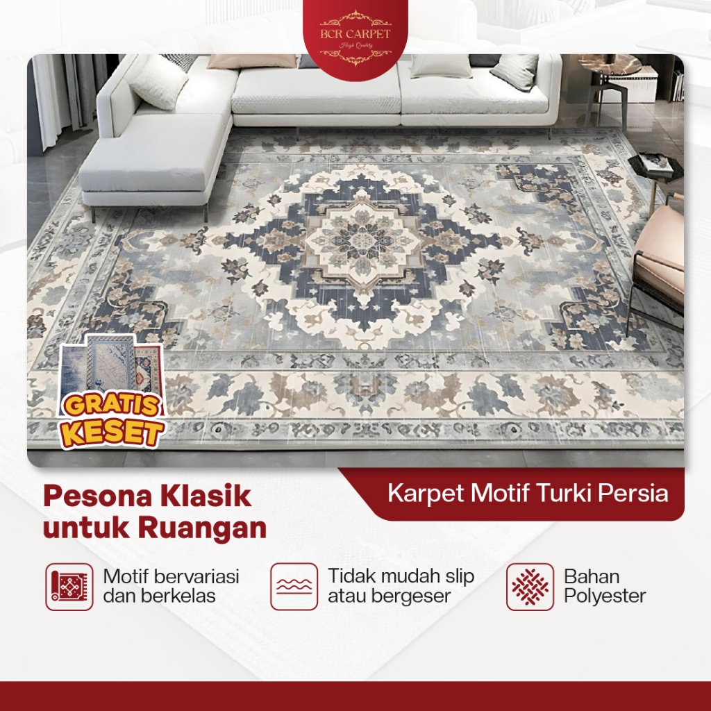Jual Karpet Lantai Motif Turki Persia Jumbo Tebal 5Mm Halus Estetik ...