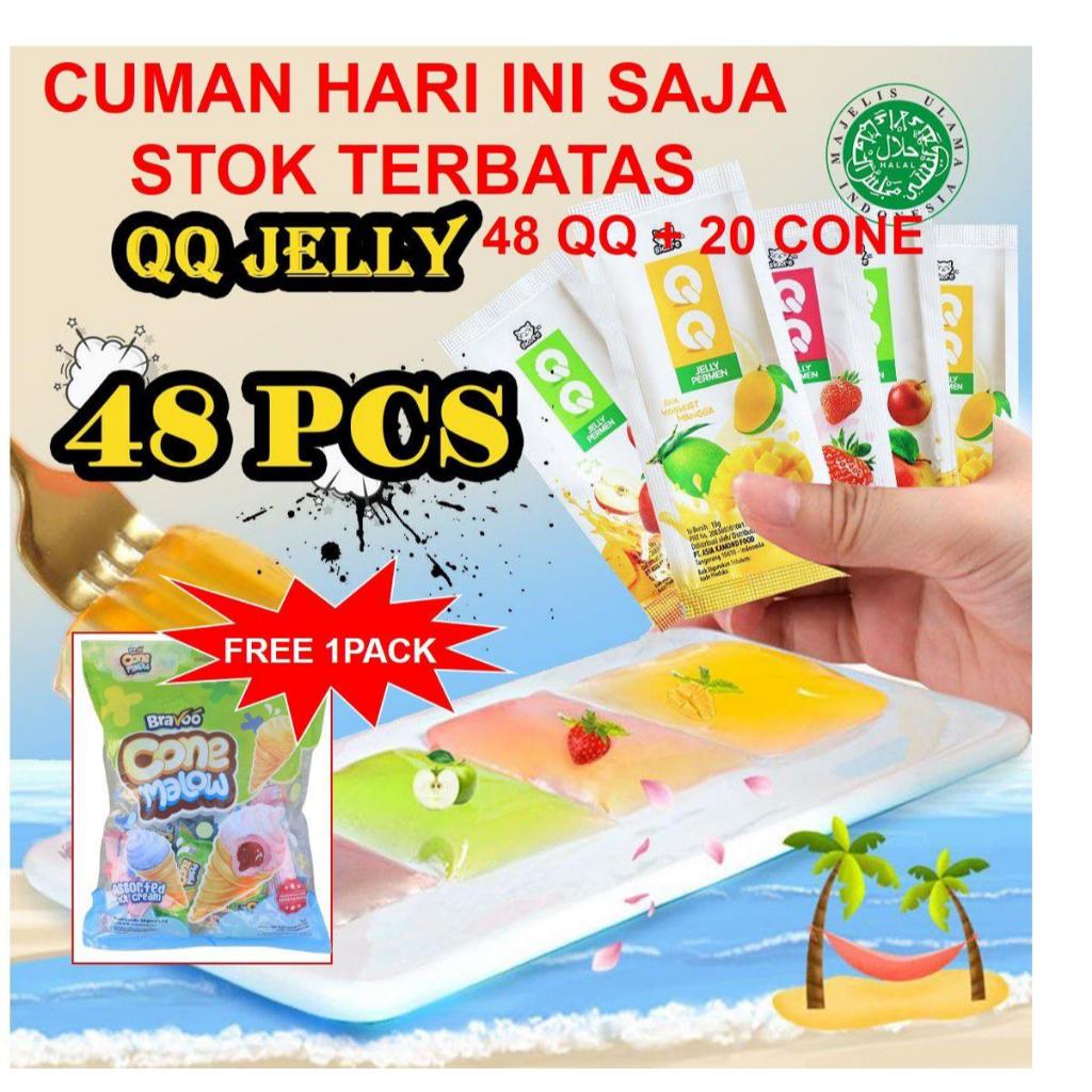 Jual QQ JELLY PERMEN ISI 48 PCS + 20 PCS FREE CONE MELLOW RASA YOUGURT ...
