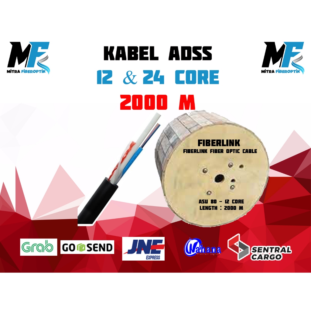 Jual KABEL fiber optik ADSS MINI 12CORE 24CORE FIBERLINK 2000M | Shopee ...